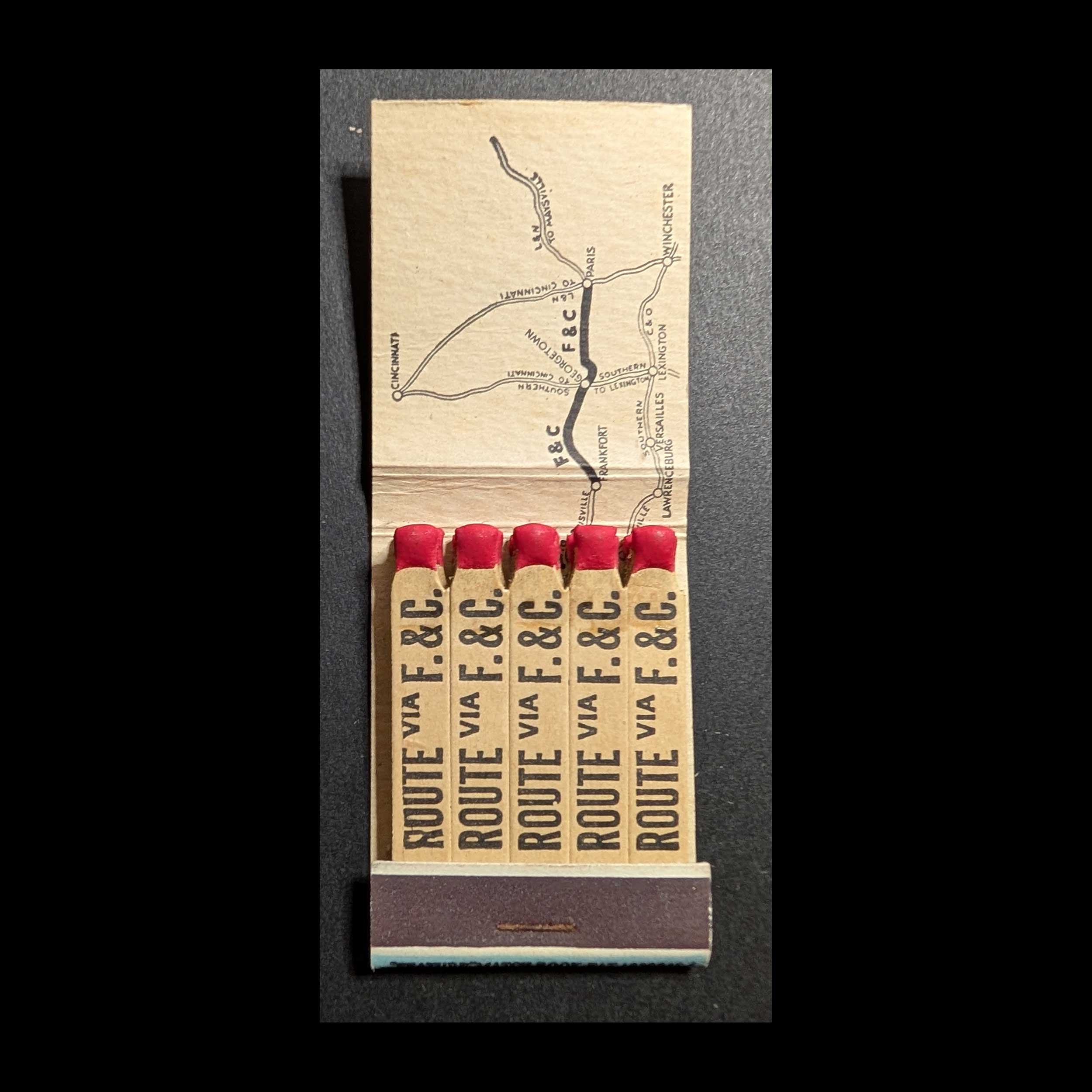 Full Length Full Book Feature Matchbook Frankfort & Cincinnati Railroad ...