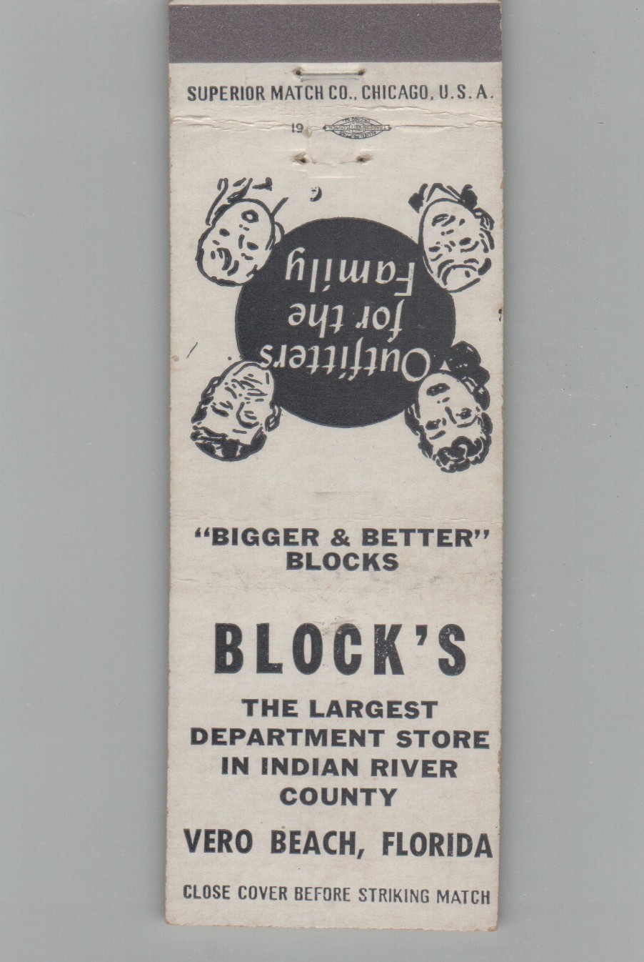 Matchbook Cover Block's Department Store Vero Beach FL | eBay
